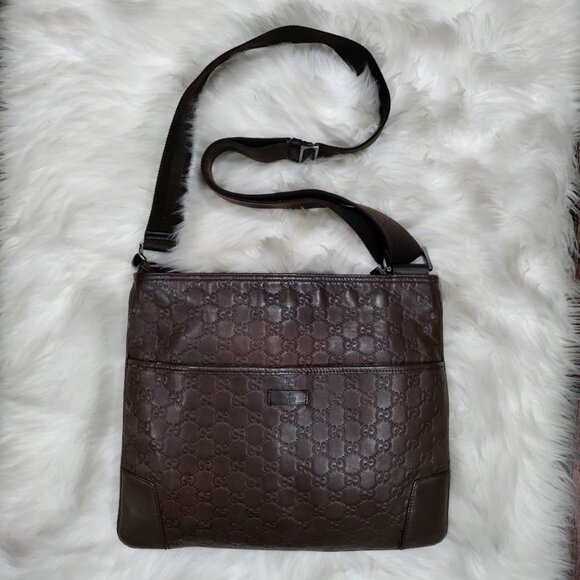 Gucci | Bags | Gucci Guccissima Leather Crossbody Messenger Bag Brown ...